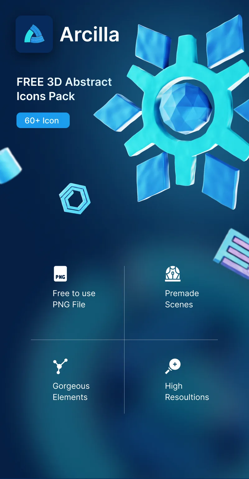 Free Abstract Objects 3D Icon Pack | Arcilla | Iqonic Design
